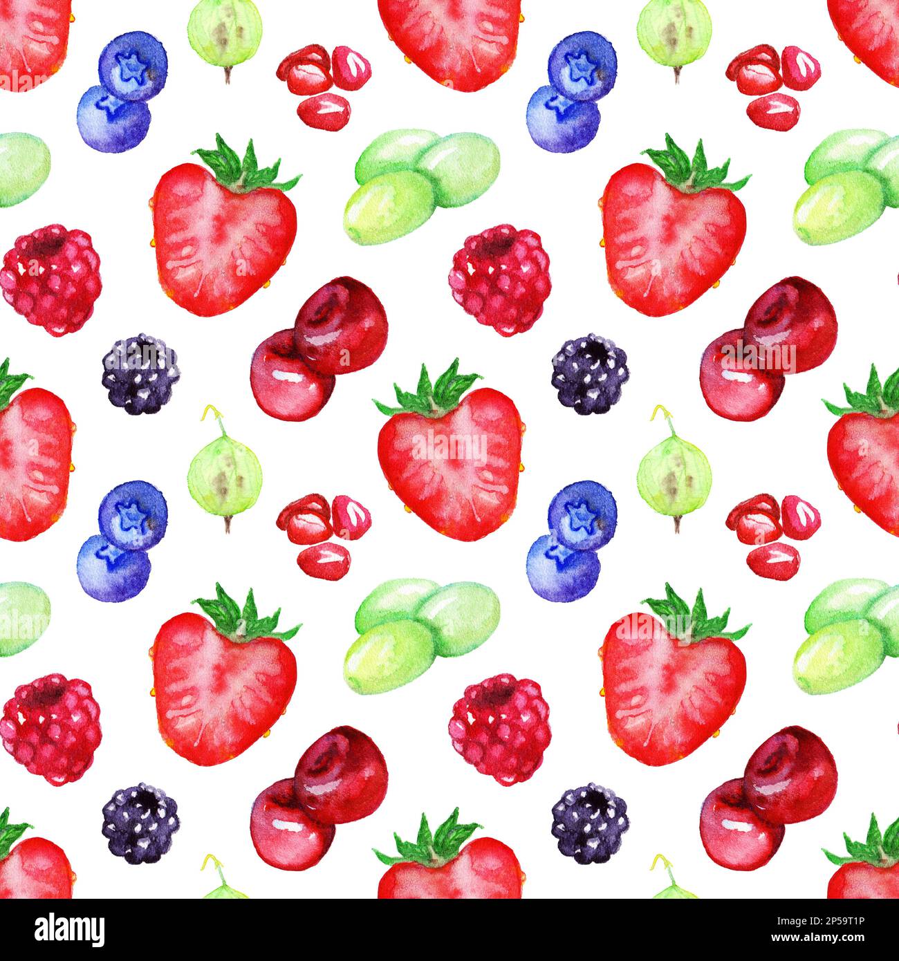 Watercolor berry mix seamless pattern texture background Stock Photo ...