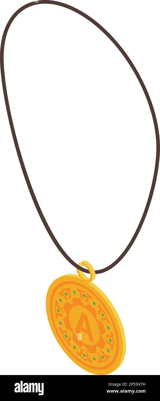 Gold coin amulet icon isometric vector. Magic culture. Frame bead Stock ...