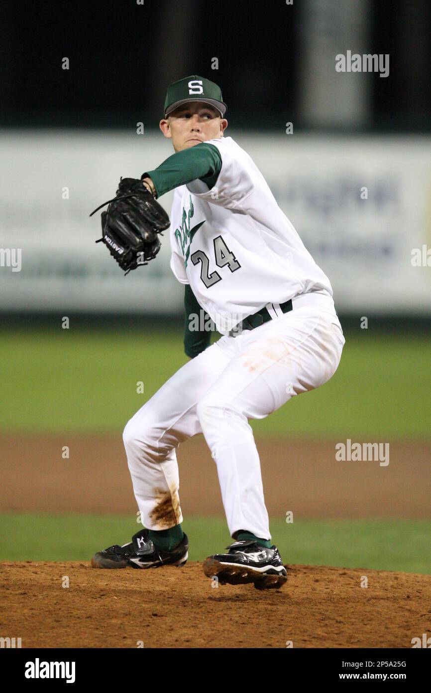 February 20, 2010: Pitcher Justin Dechert (24) of the Stetson Hatters ...