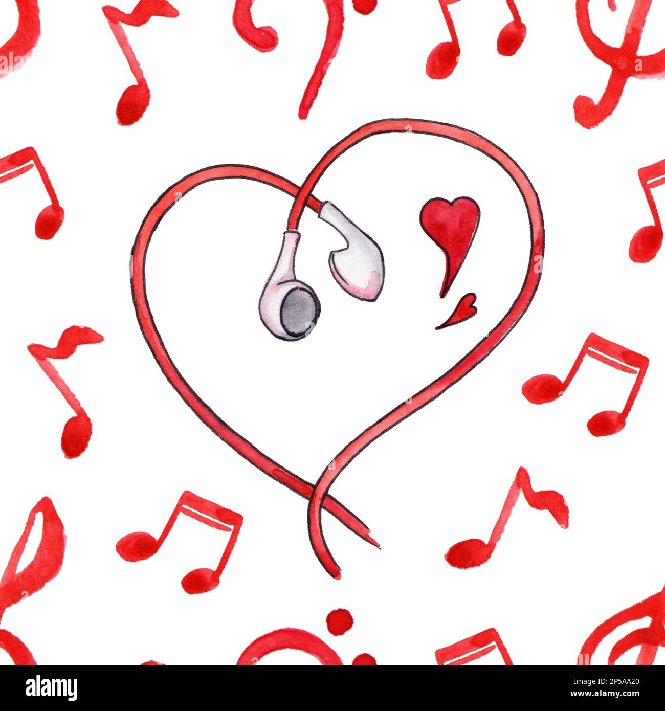 Red hearts and music notes hi-res stock photography and images - Alamy
