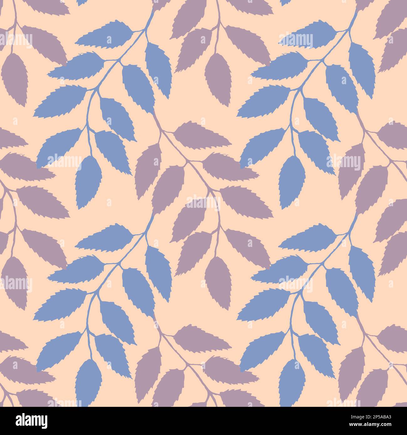 Monochrome pink lilac rowanberry ashberry leaf branch silhouette ...