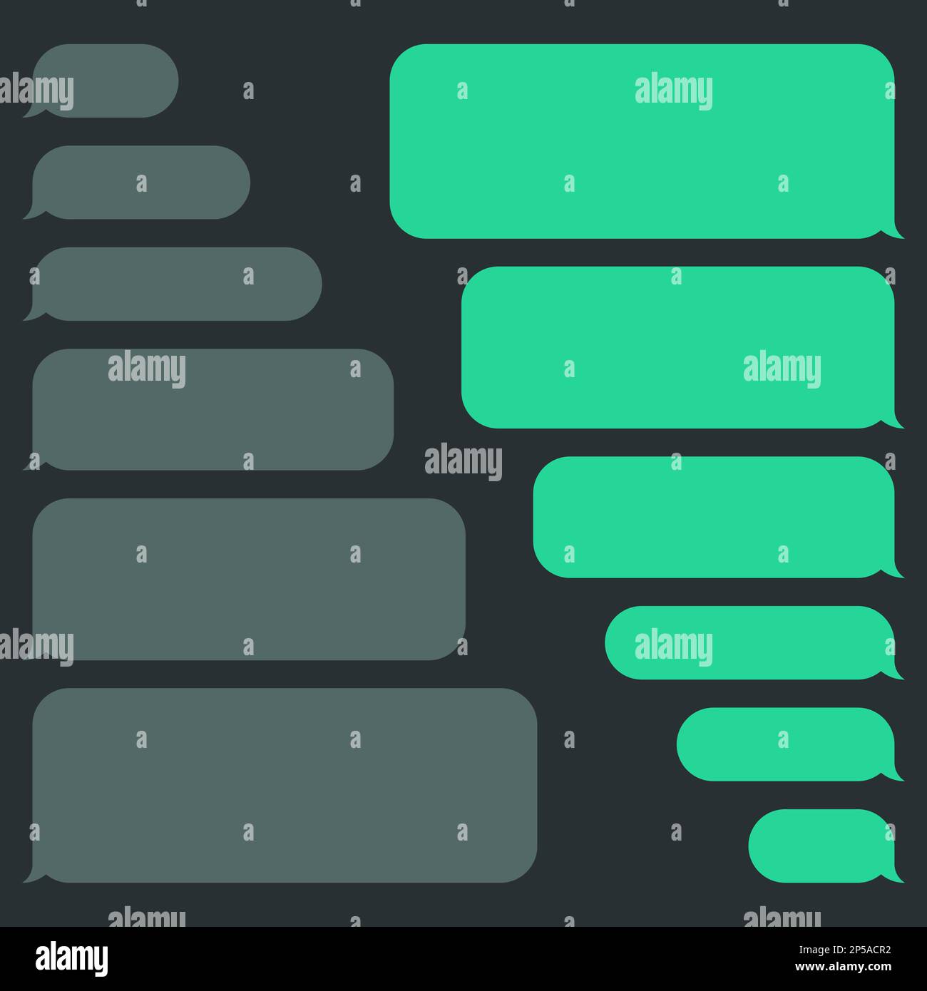 Blank various message bubbles. Green chat or messenger speech bubble ...