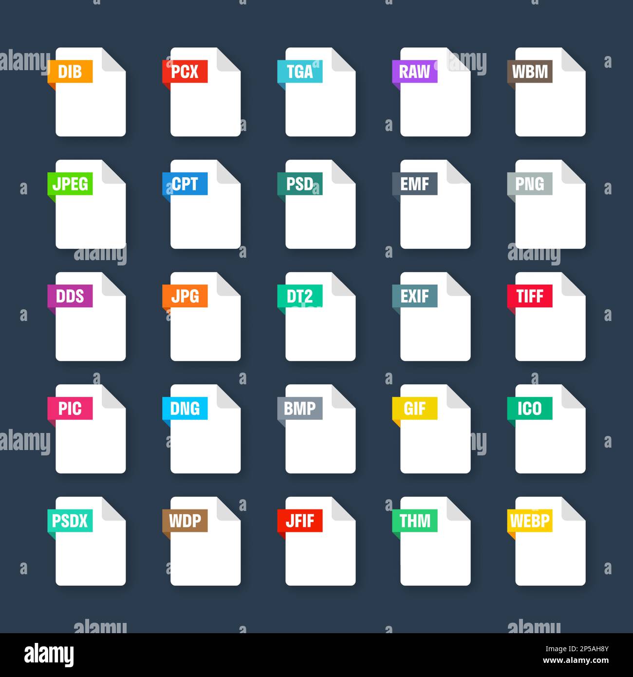 Common system file formats. Document types and extensions. Flat style ...