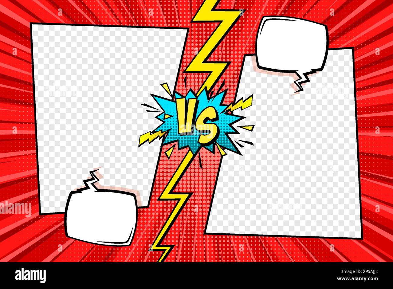 Cartoon comic background with blank place for your design. Fight versus ...