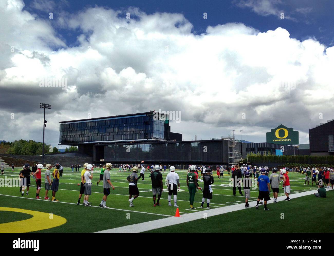 High school aged football players from around the country line up for a ...