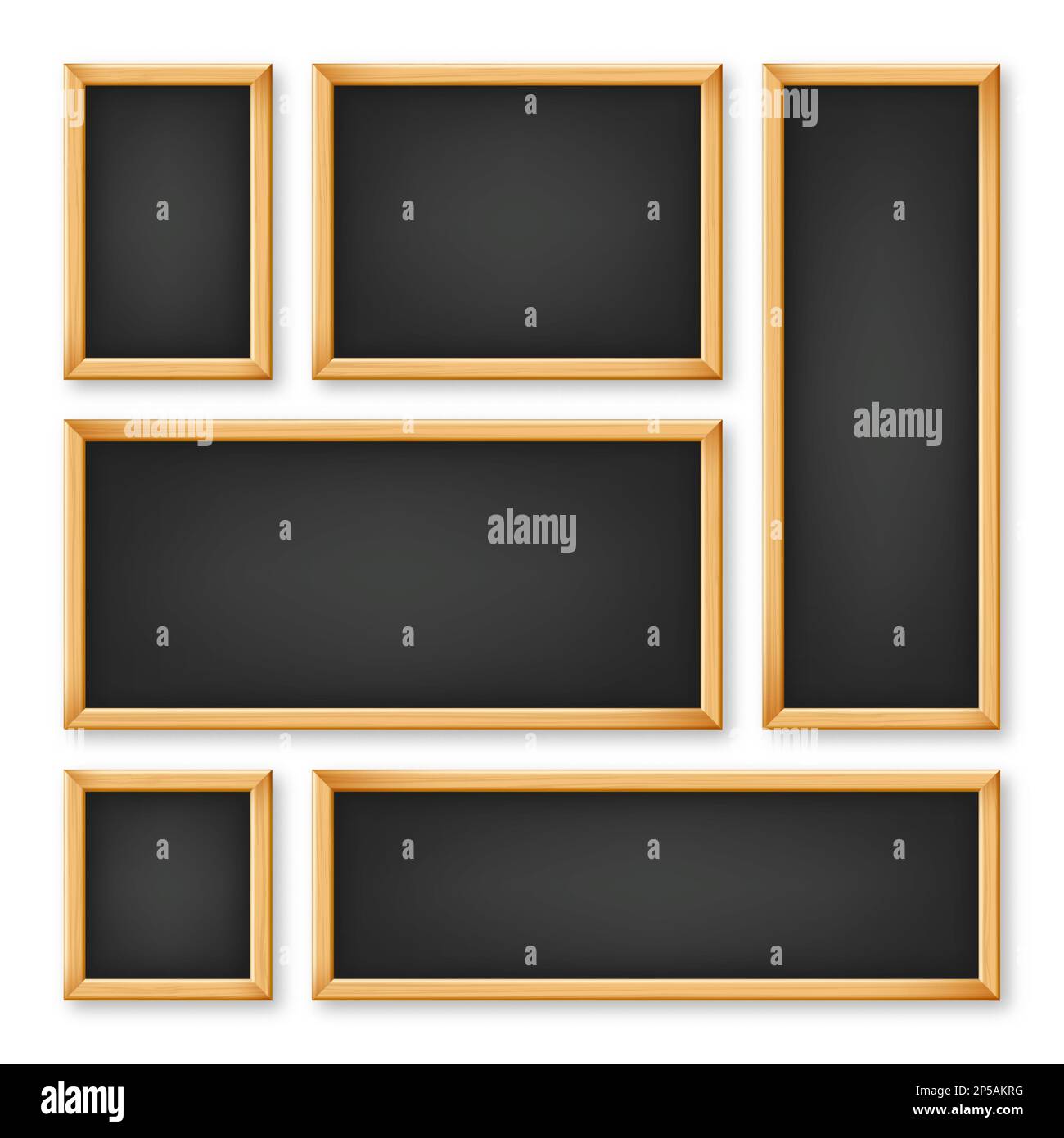 Realistic various chalkboards in a wooden frame. Black restaurant menu ...