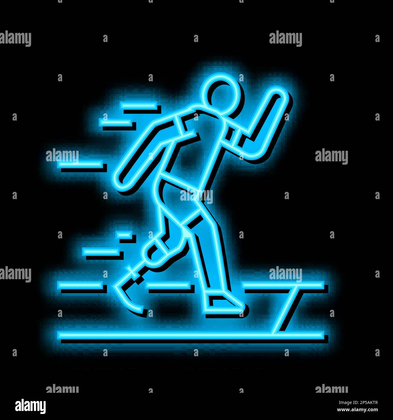 running runner handicapped athlete neon glow icon illustration Stock ...