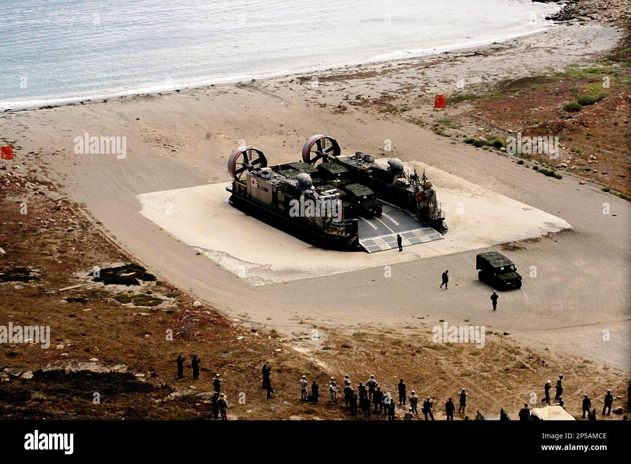 A photo shows Landing Craft Air Cushion hovercraft from the Maritime ...