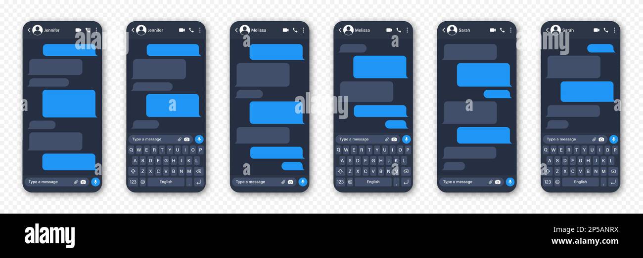 Messaging app design, user interface. Blank SMS text frame ...