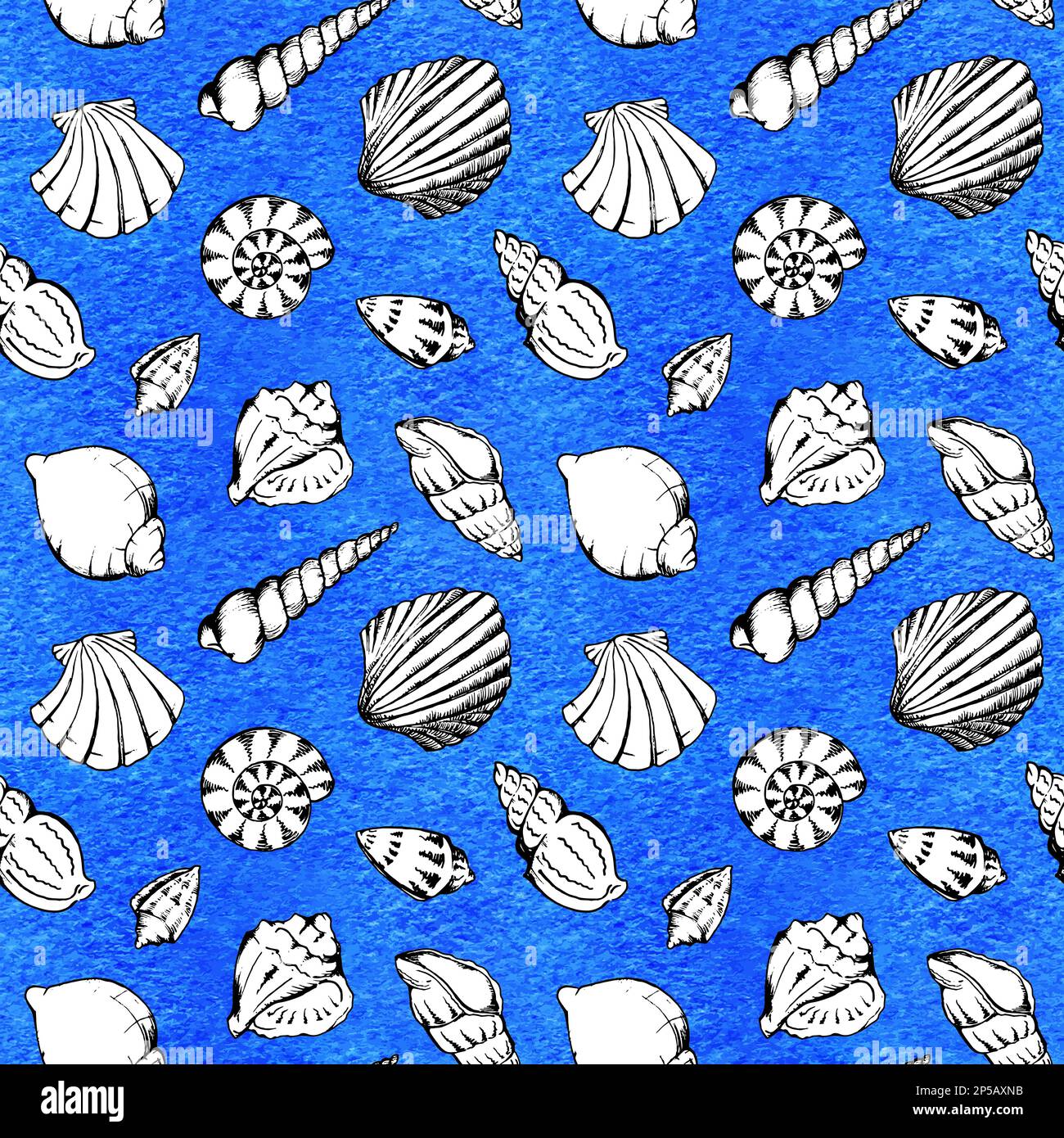 Monochrome sea shells seamless pattern texture background Stock Photo ...