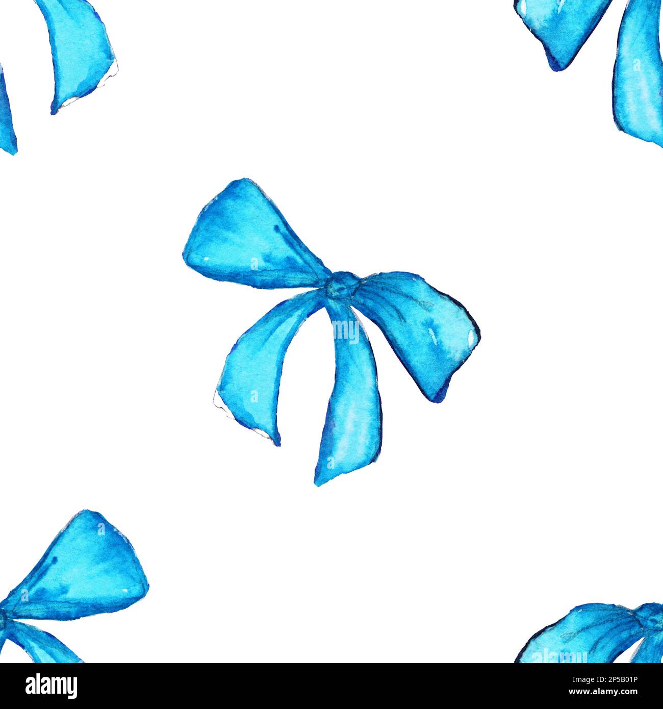 Watercolor blue cyan tape ribbon gift seamless pattern texture ...