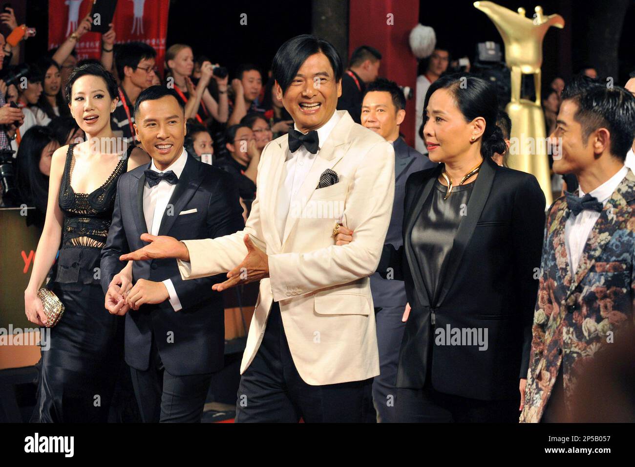 From left Cecilia Wang, Donnie Yan, Chow Yun-fat, his wife Jasmine Chow ...