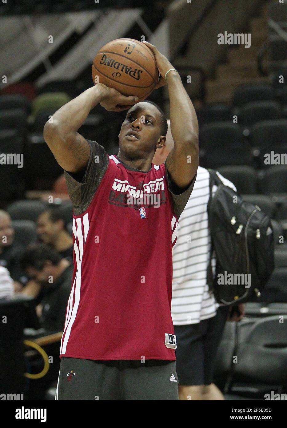 Miami Heat guard Mario Chalmers shoots during NBA basketball practice ...