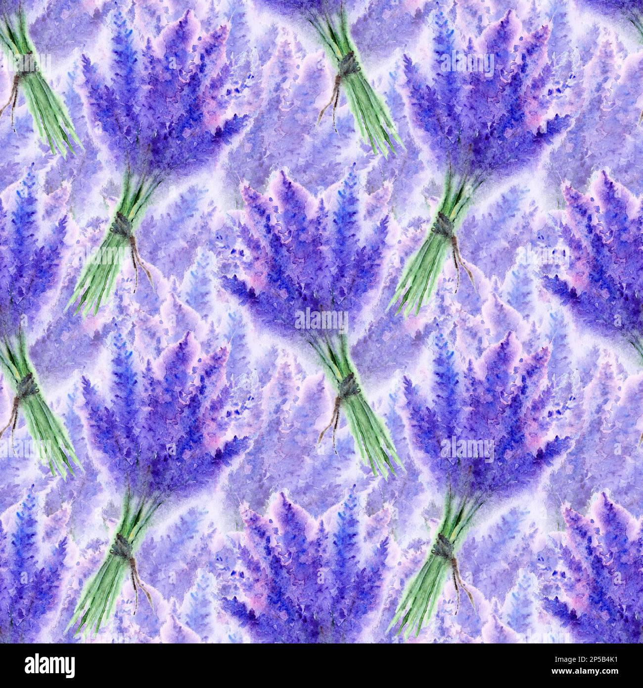 Watercolor lavender flower floral bouquet seamless pattern texture ...