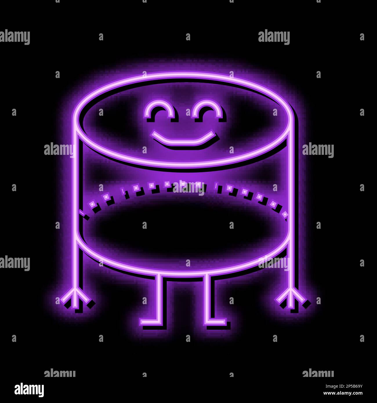 cylinder geometric shape character neon glow icon illustration Stock ...
