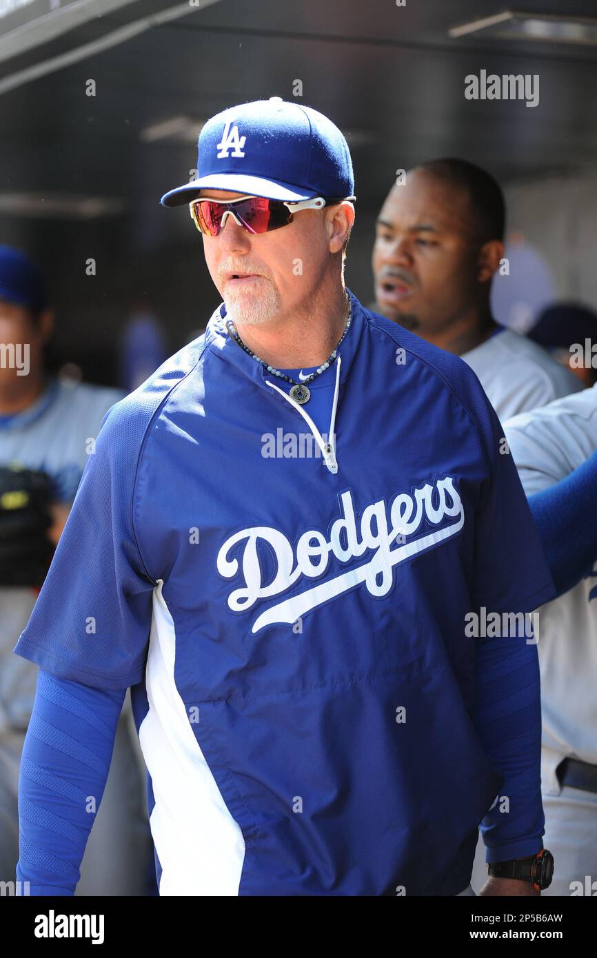 Los Angeles Dodgers hitting coach Mark McGwire (12) during game against the New York Mets at ...