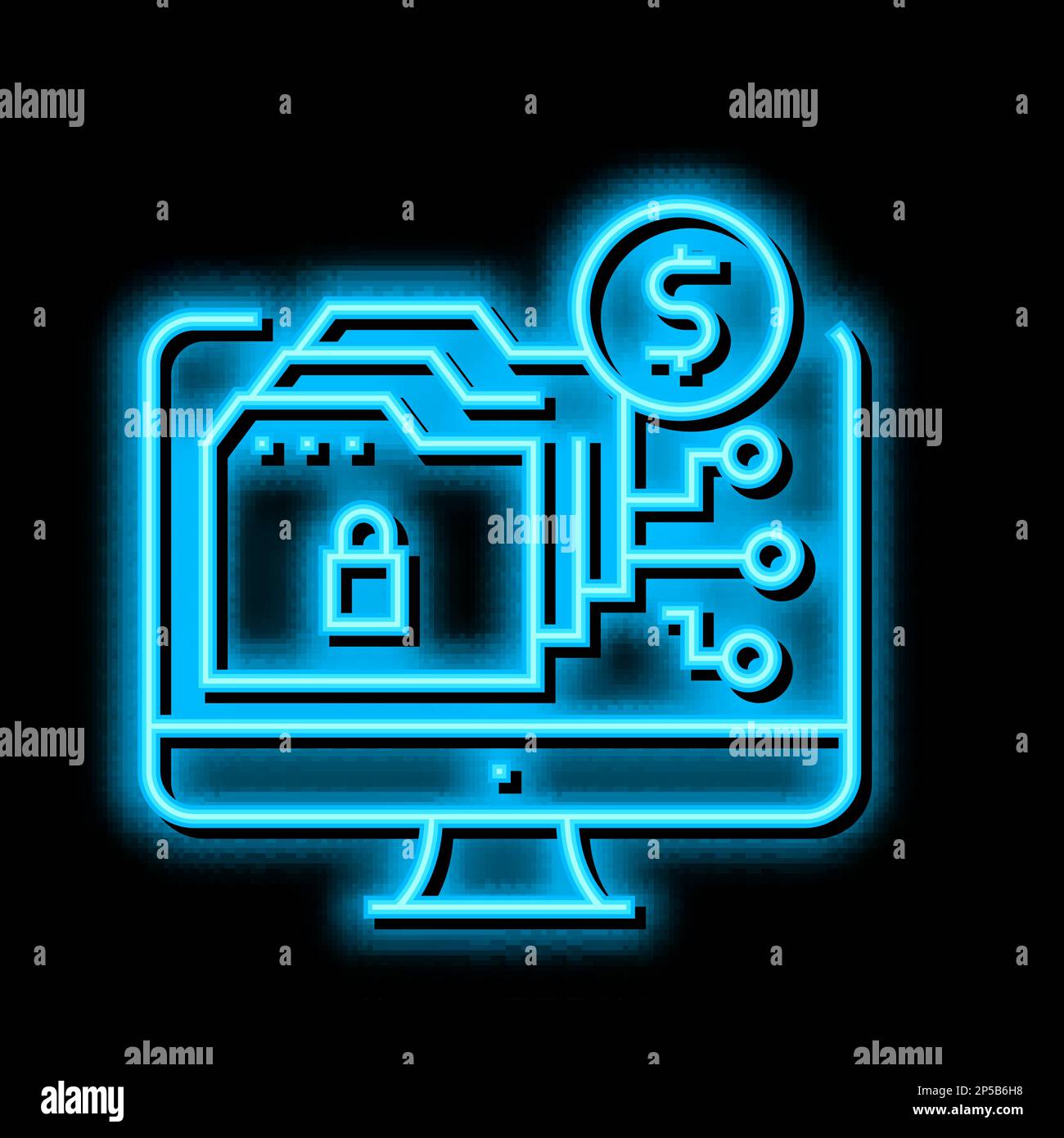 ransomware cyber crime neon glow icon illustration Stock Vector Image ...