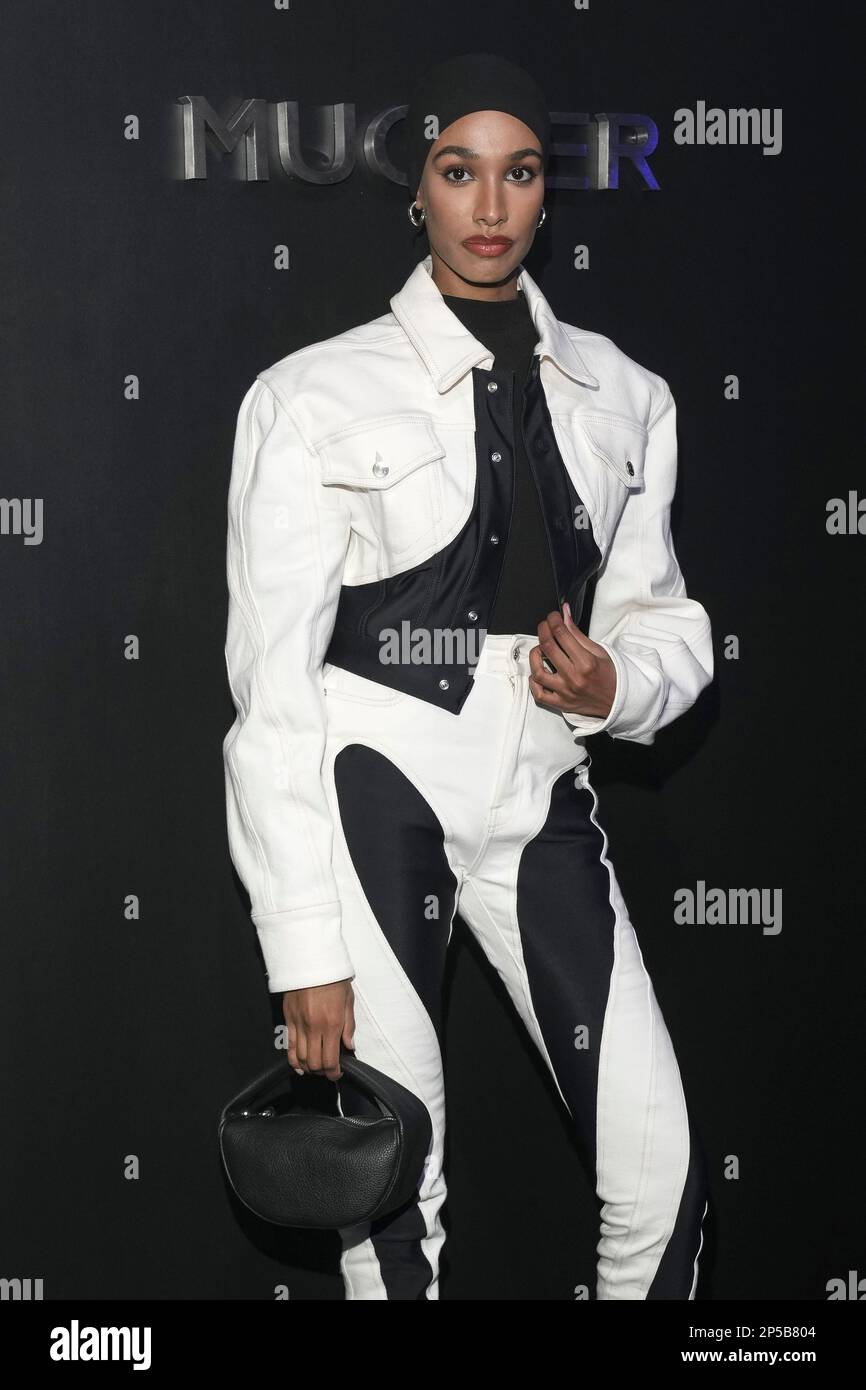 Ikram Abdi Omar poses for photographers upon arrival at the Mugler x ...