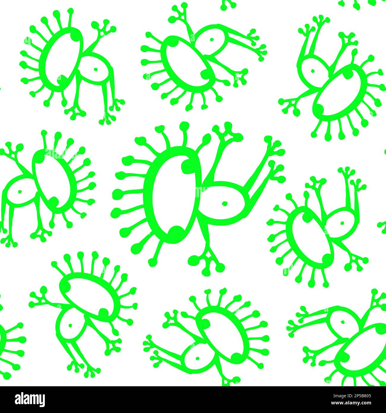 Neon green white doodle alien frog seamless pattern vector Stock Vector ...