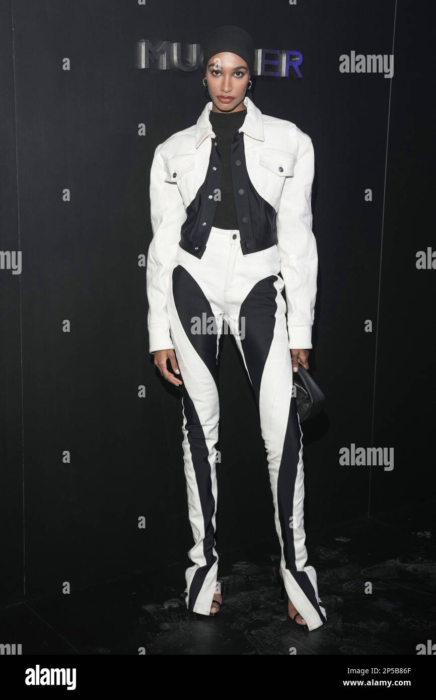 Ikram Abdi Omar poses for photographers upon arrival at the Mugler x ...