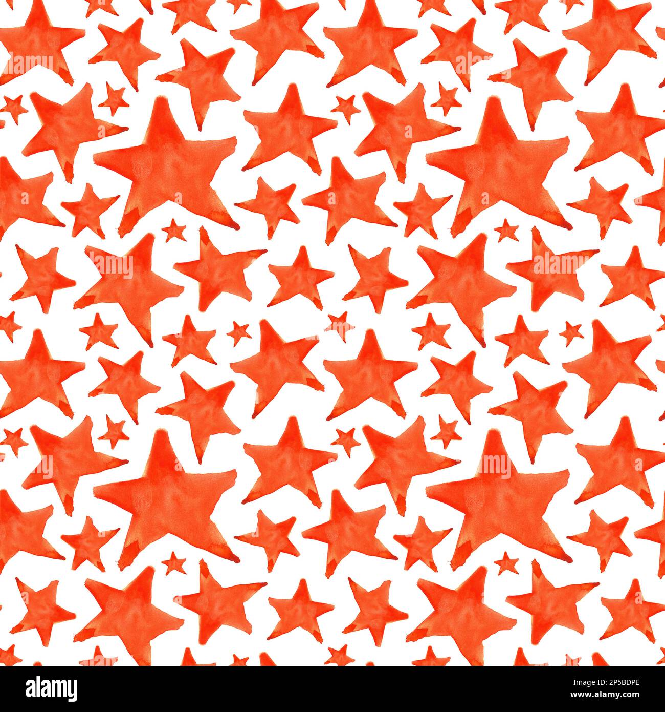Watercolor red orange five pointed star symbol seamless pattern ...