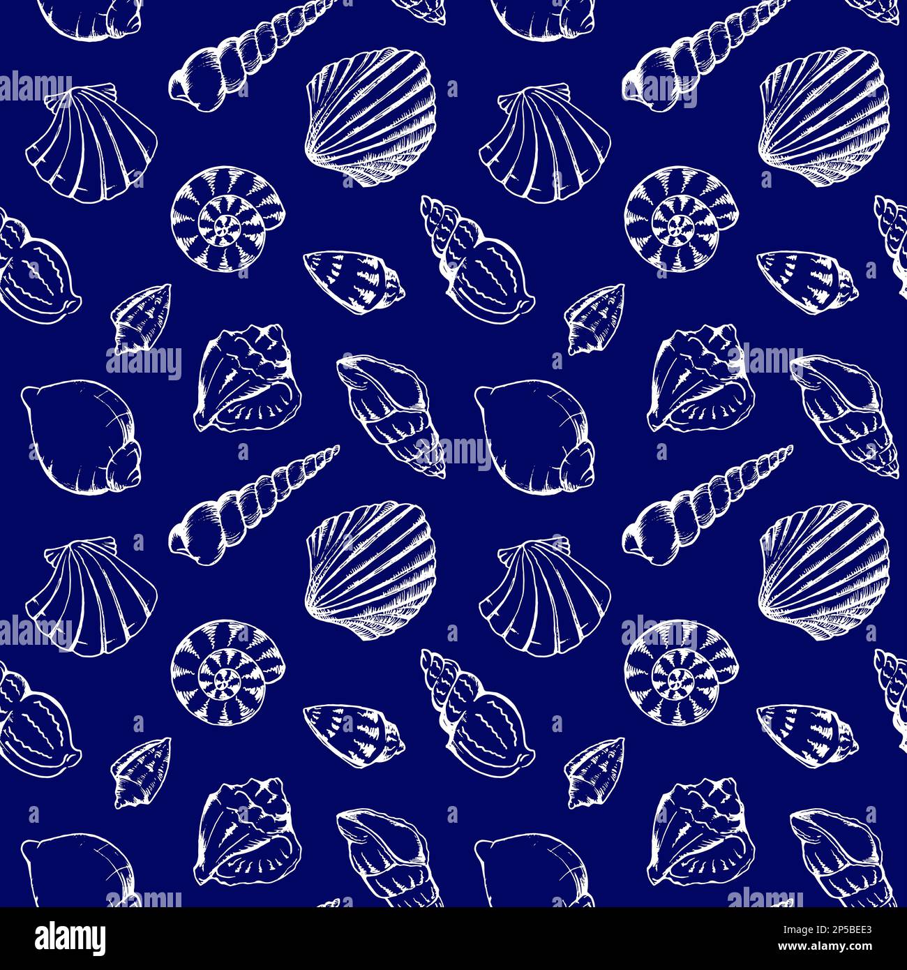 Monochrome sea shells seamless pattern texture background Stock Photo ...