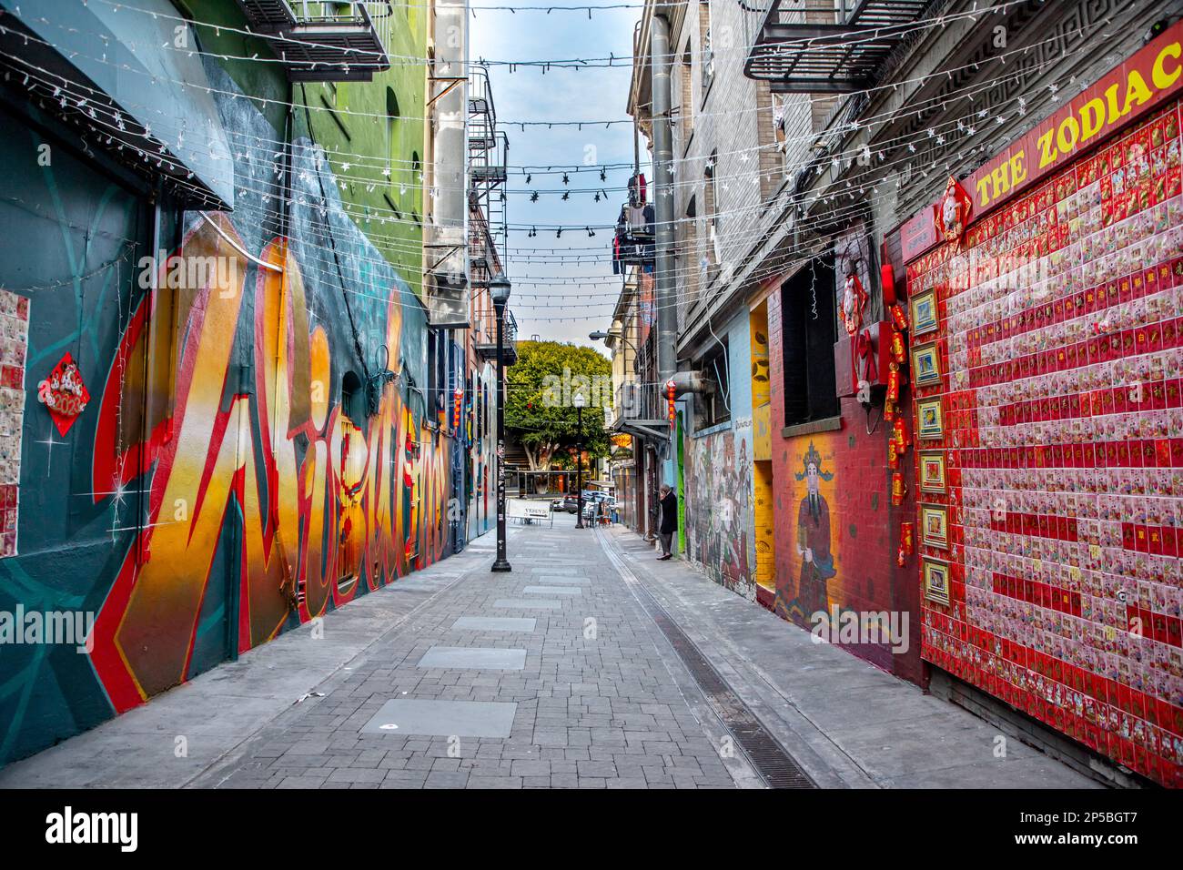 Exploring Chinatown in San Francisco, California. A view of the entire ...