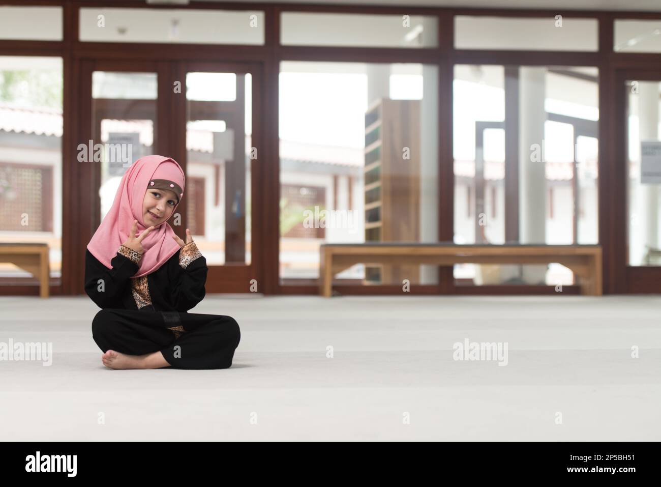Portrait of a Young Muslim Girl Making Traditional Prayer To God Allah ...