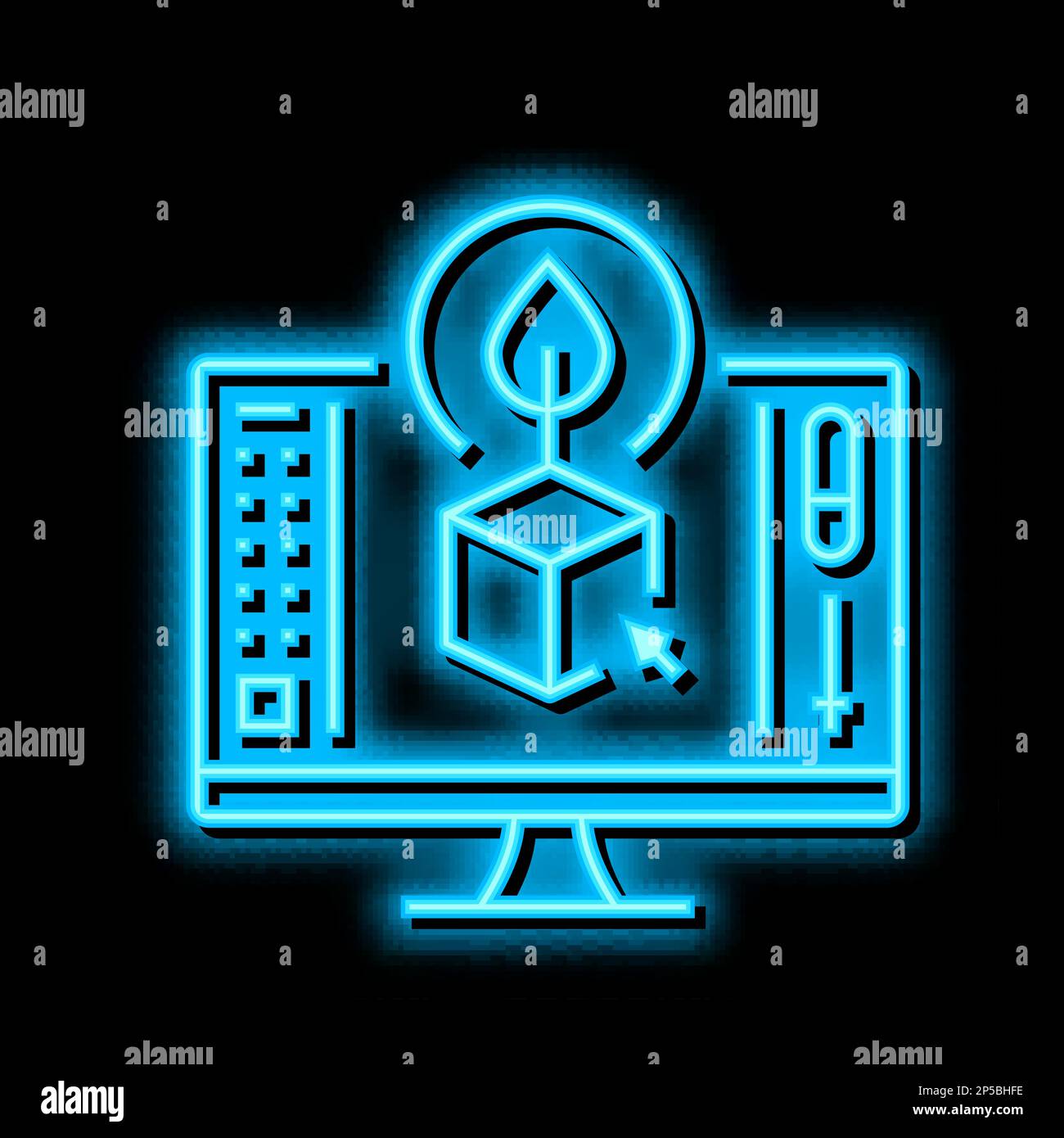 3d in sustainable design neon glow icon illustration Stock Vector Image ...