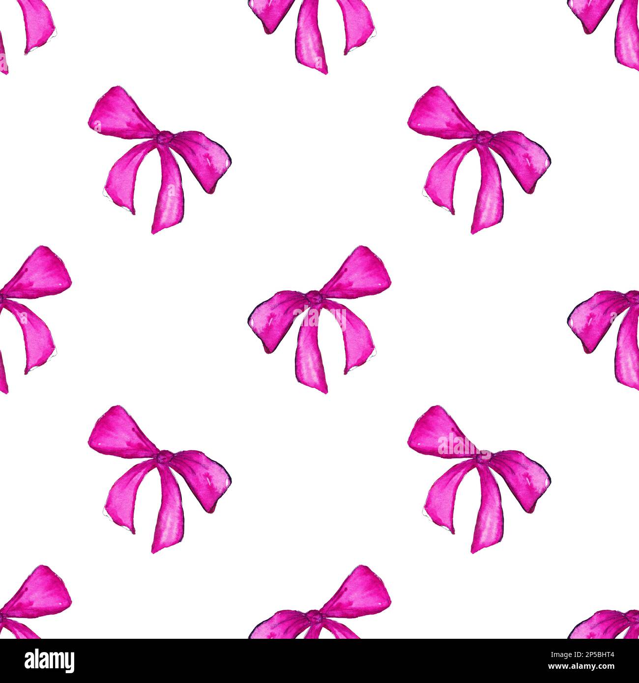 Watercolor red crimson pink bow tape ribbon gift seamless pattern Stock ...