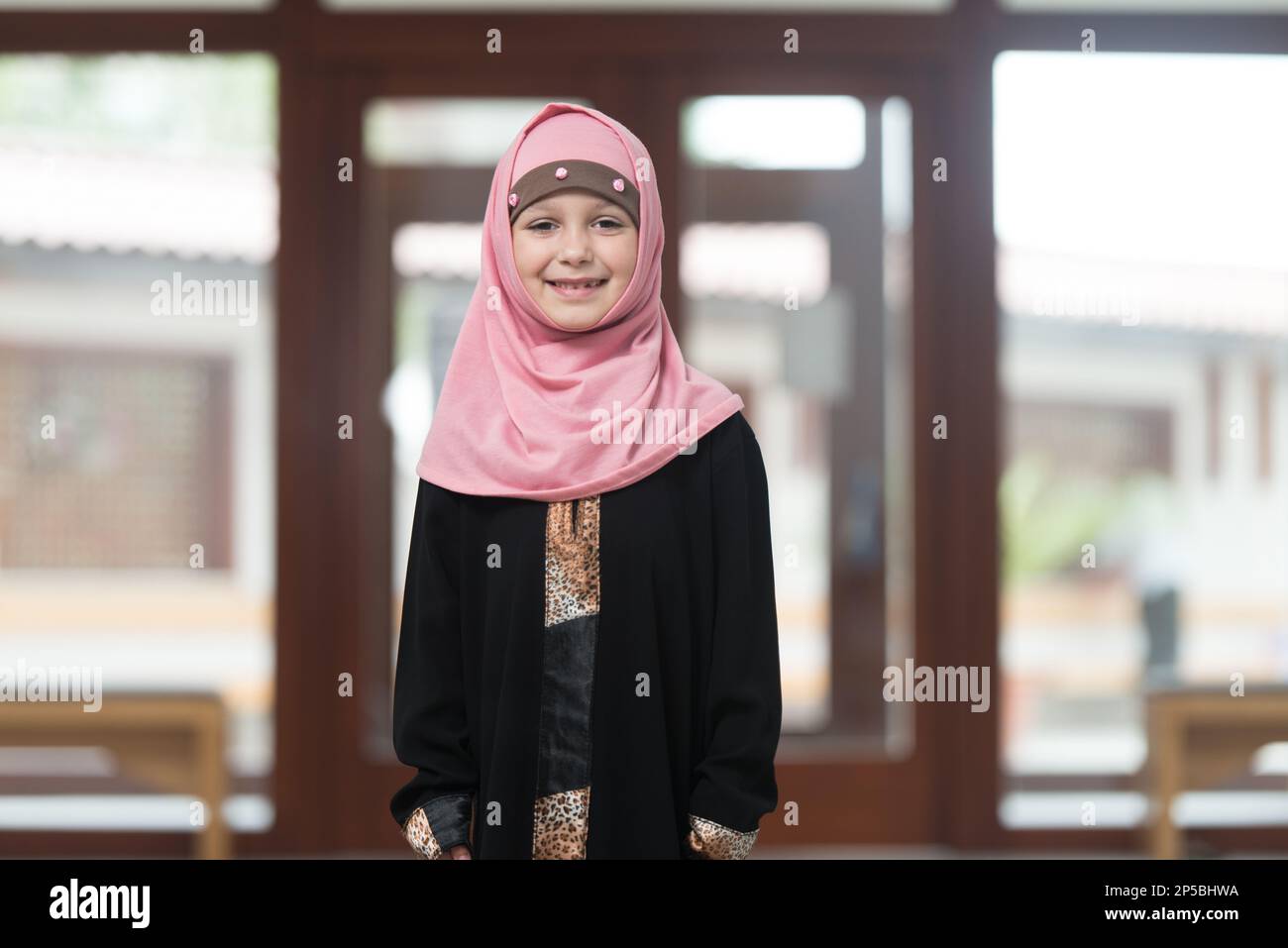 Portrait of a Young Muslim Girl Making Traditional Prayer To God Allah ...