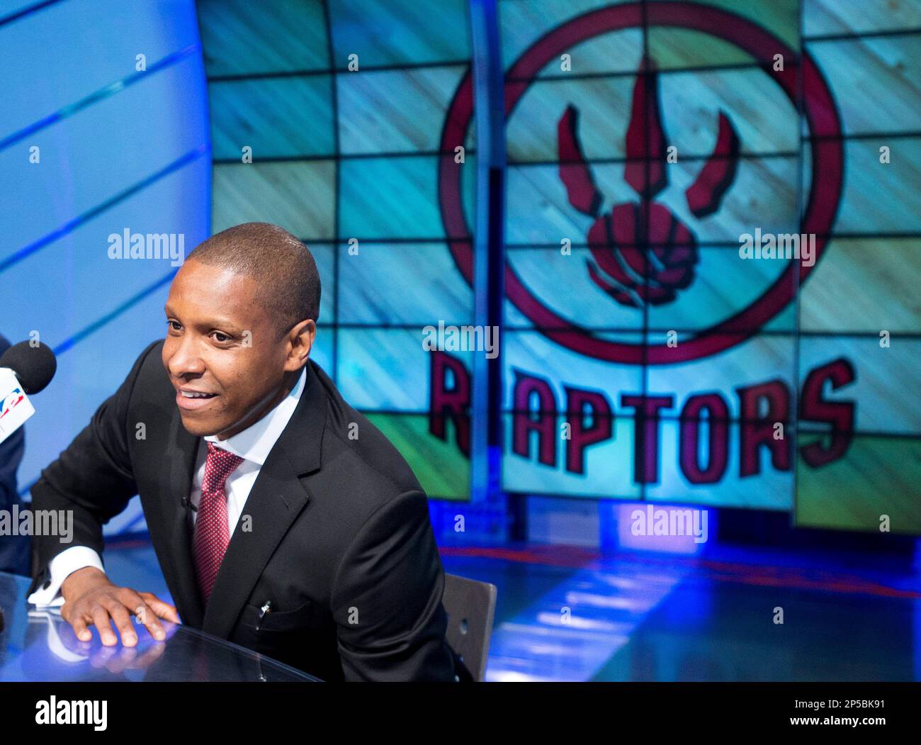 Toronto Raptors new general manager Masai Ujiri smiles as he is ...