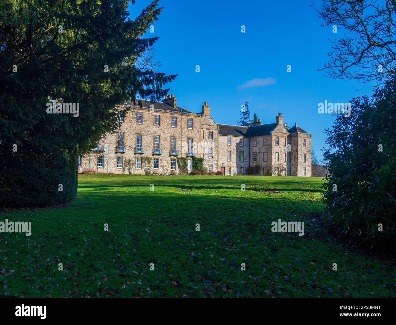 West facade of The Hirsel, Coldstream, Berwickshire, Scottish Borders ...