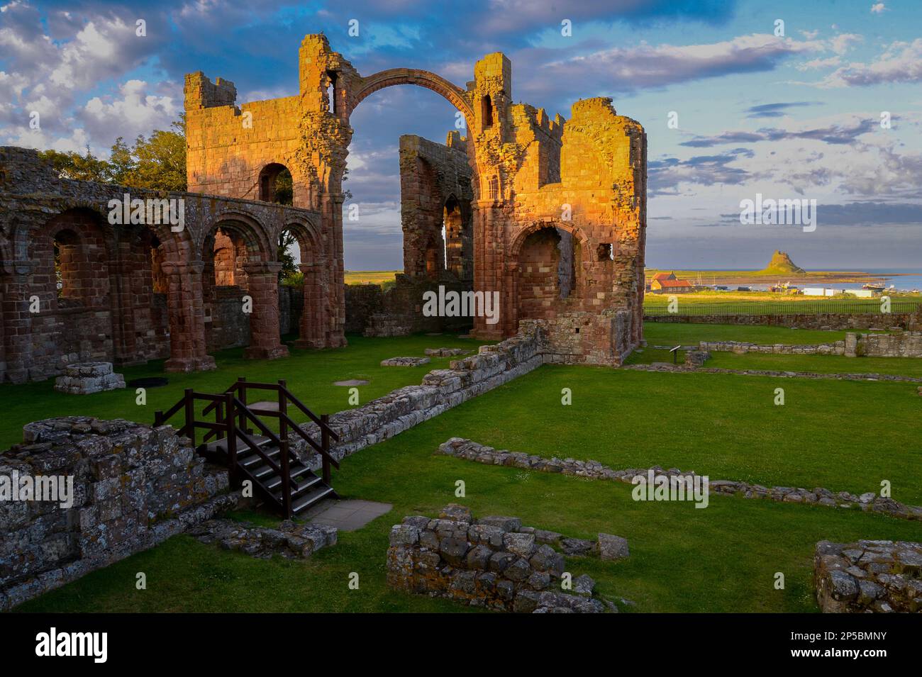 Lindisfarne Priory and Castle on the Holy Island of Lindisfarne ...