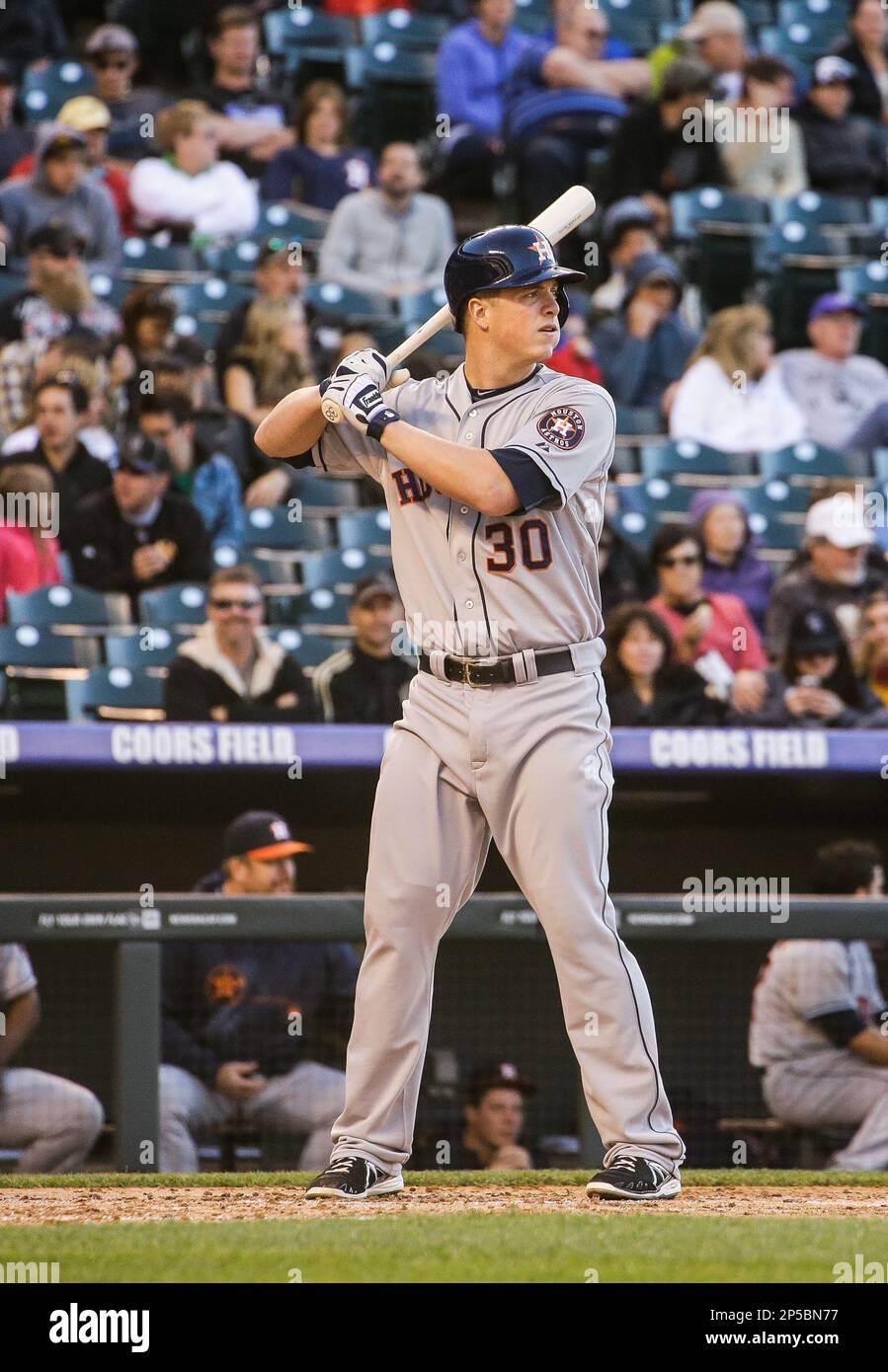 Houston Astros third baseman Matt Dominguez (30) waits for the pitch in ...
