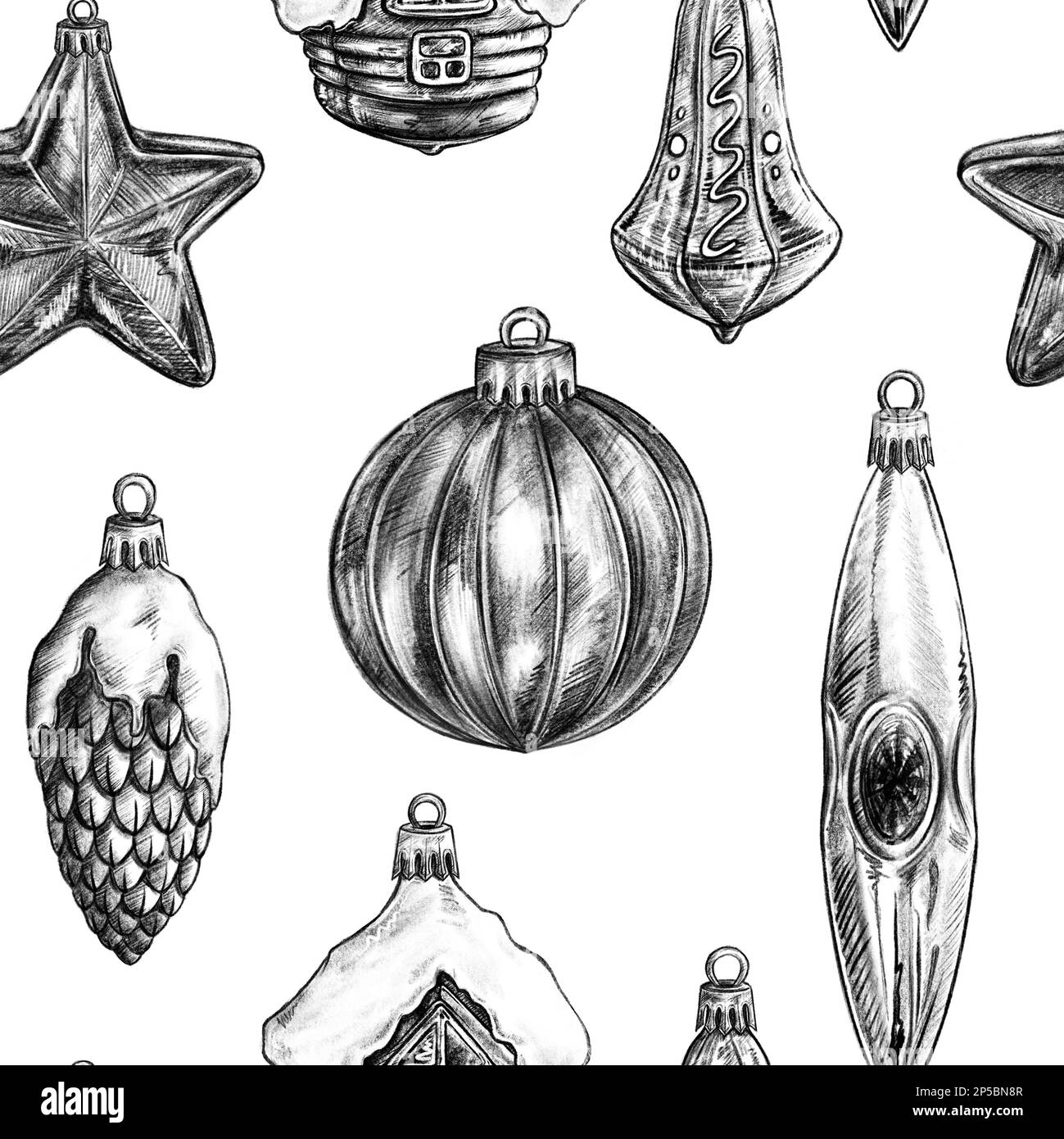 New year pattern watercolor Black and White Stock Photos & Images - Alamy