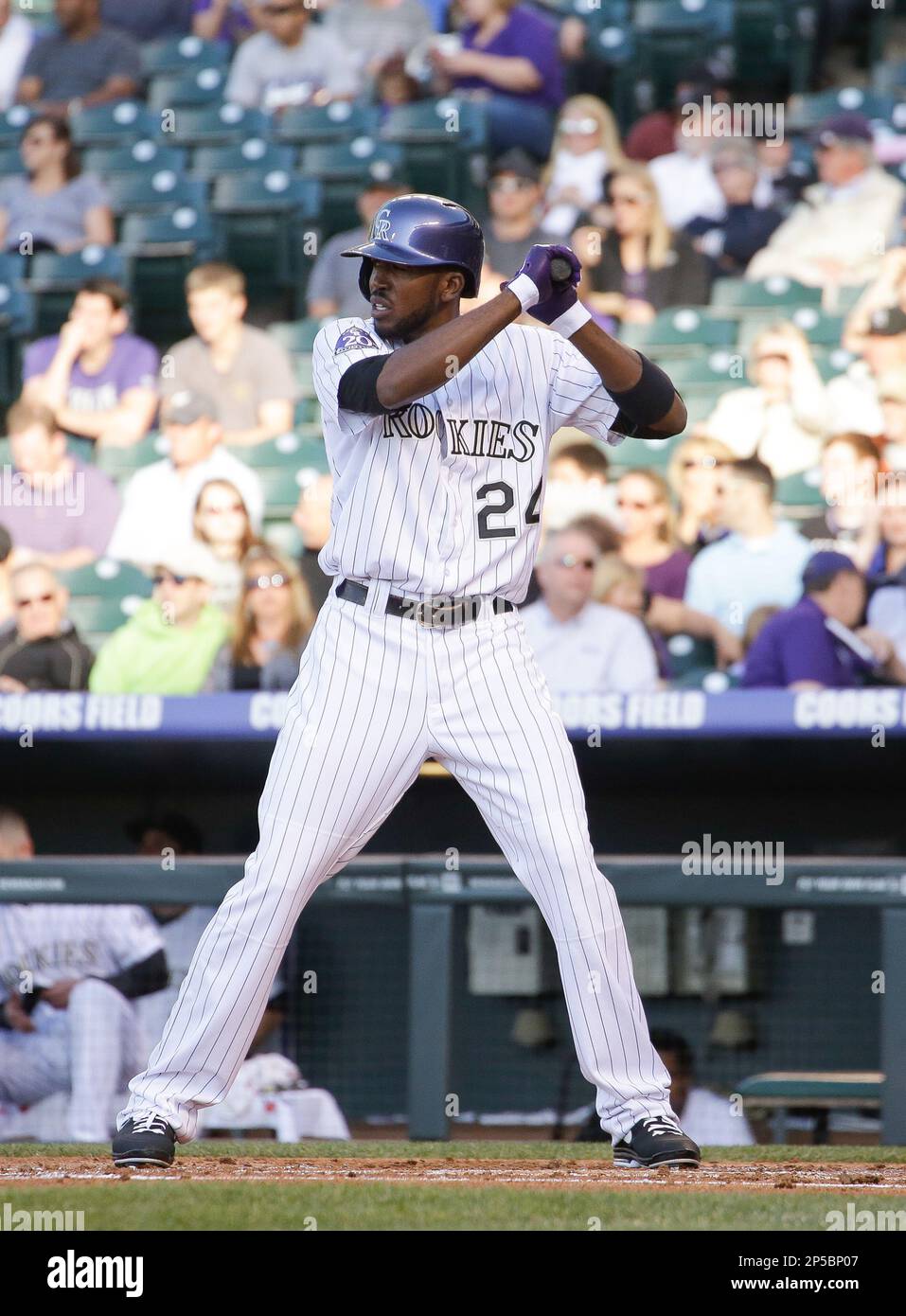 Colorado Rockies center fielder Dexter Fowler (24) waits for the pitch ...