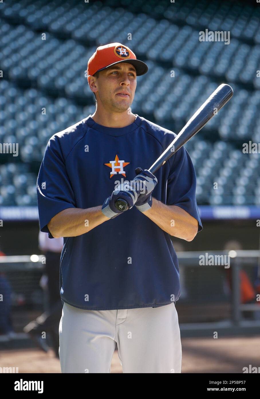 Houston Astros catcher Jason Castro (15) prepares for the game against ...