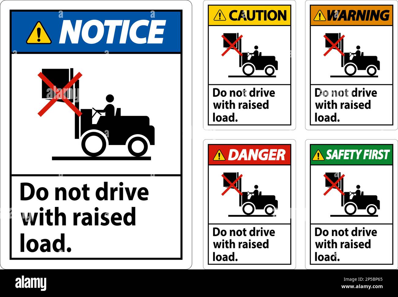 Warning Forklift Symbol, Do Not Drive With Raised Load Stock Vector ...