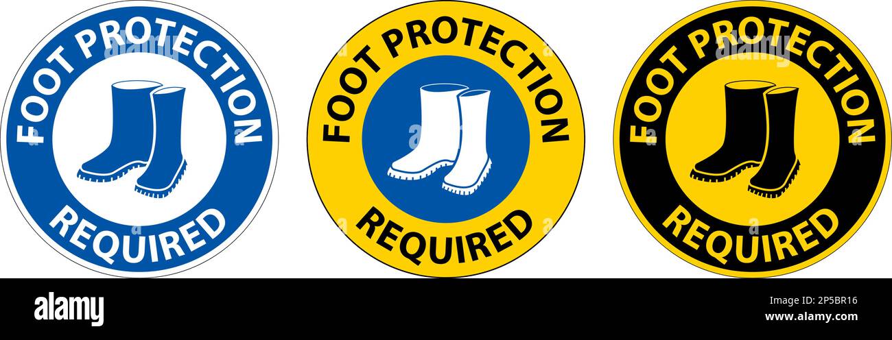 Foot Protection Required Sign On White Background Stock Vector Image ...