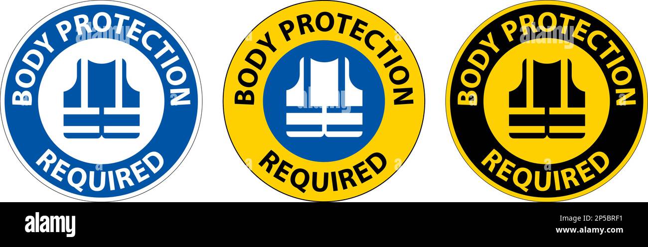 Body Protection Required Sign On White Background Stock Vector Image ...