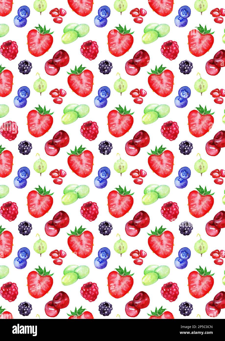 Watercolor forest berry mix pattern texture background Stock Photo - Alamy