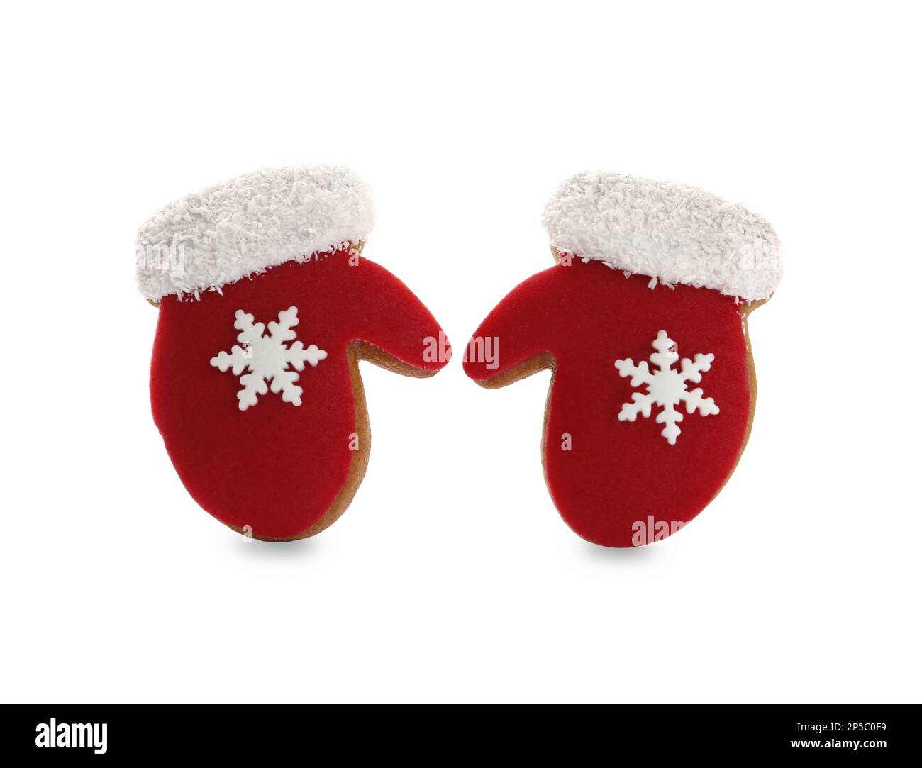 Christmas cookies in shape of mittens on white background Stock Photo ...