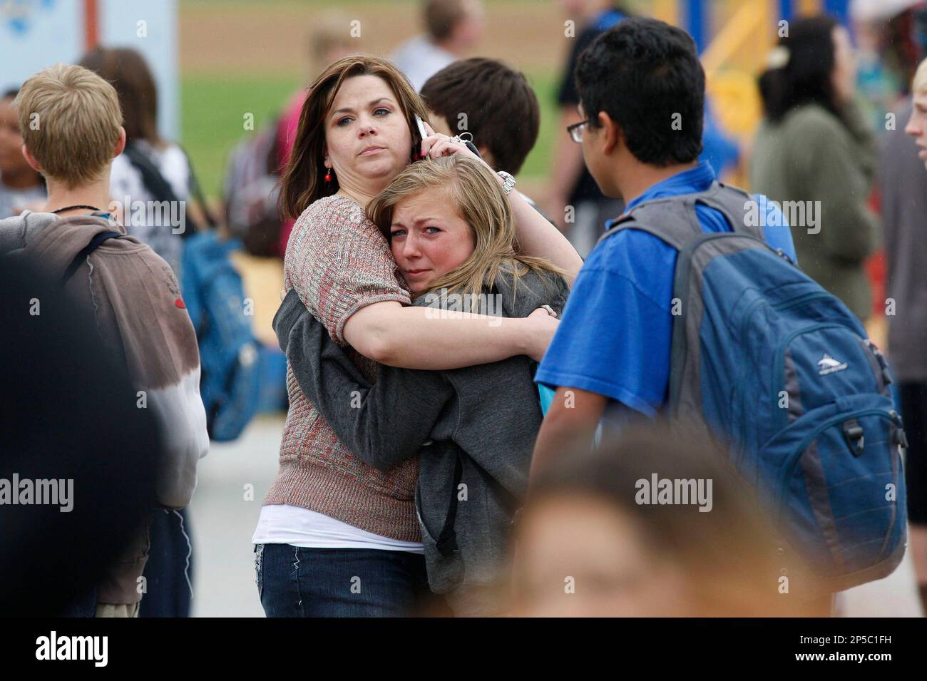 Parents and students gather after North Davis Junior High School was ...