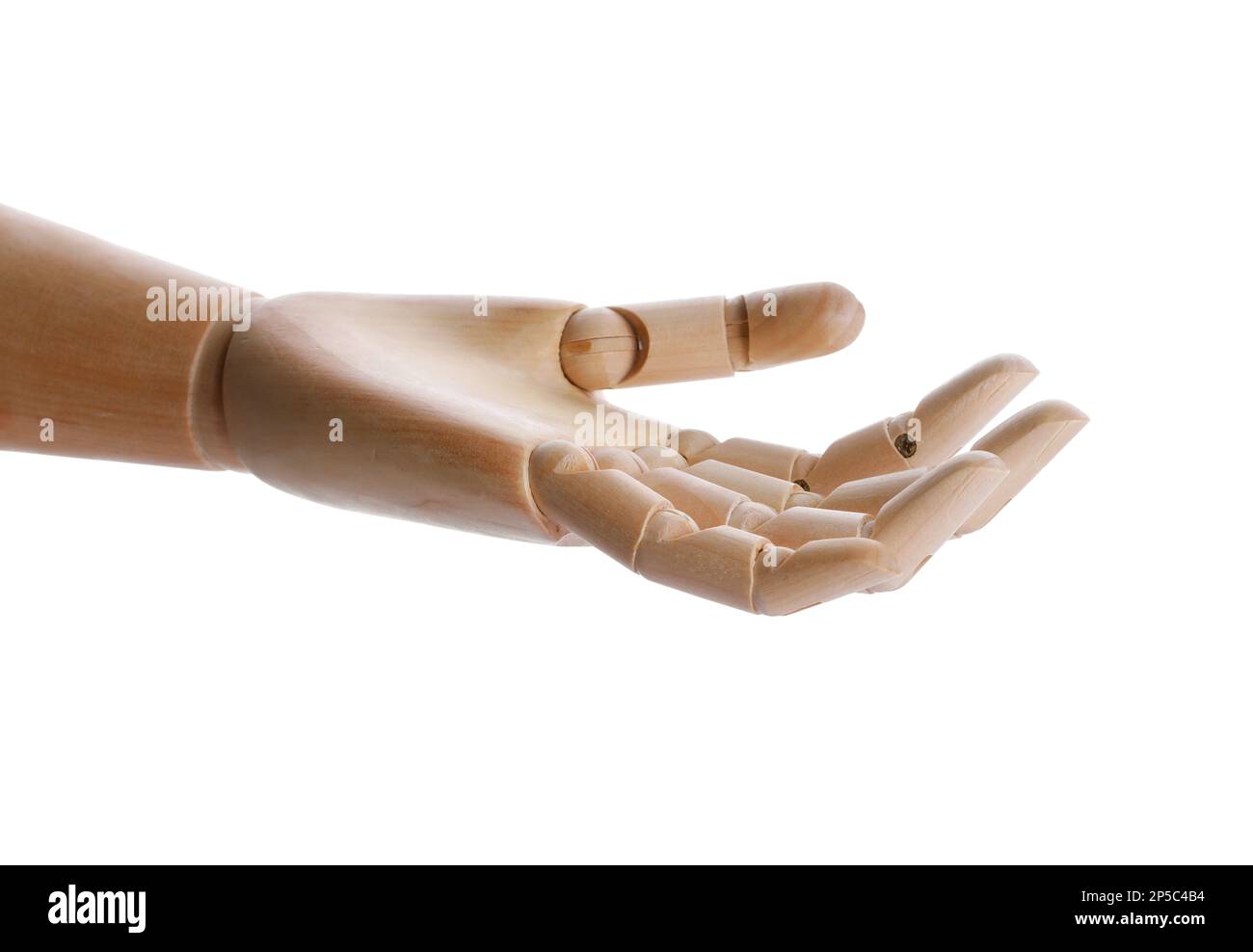 Wooden hand model on white background. Mannequin part Stock Photo - Alamy