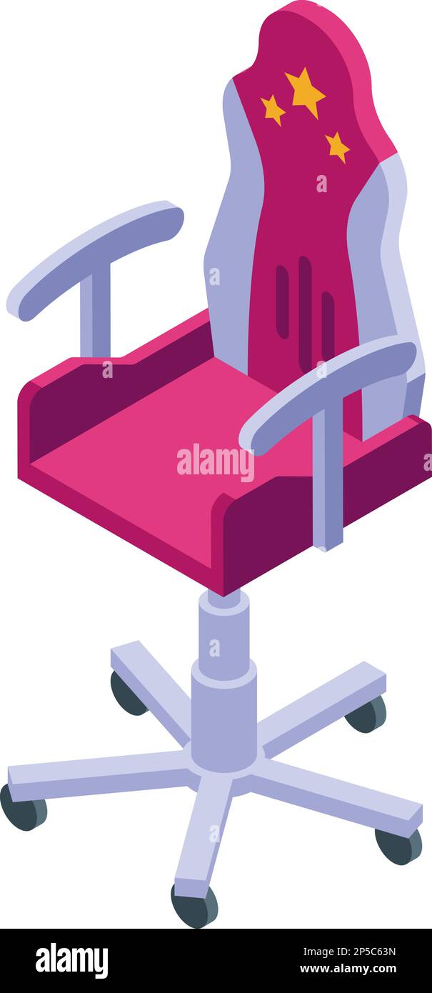 Game chair icon isometric vector. Gamer furniture. Front streamer Stock ...