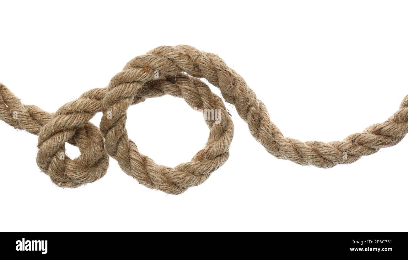 Hemp rope with loop on white background Stock Photo - Alamy