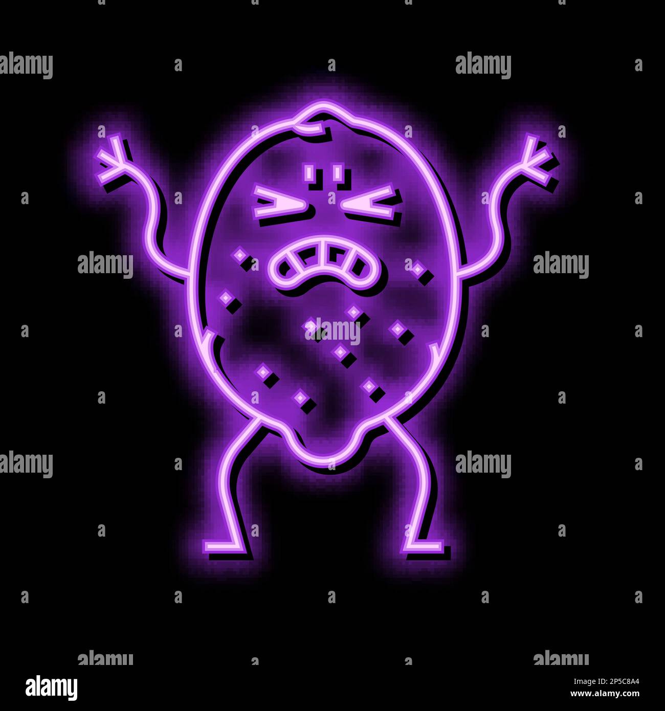 lemon fruit character neon glow icon illustration Stock Vector Image ...