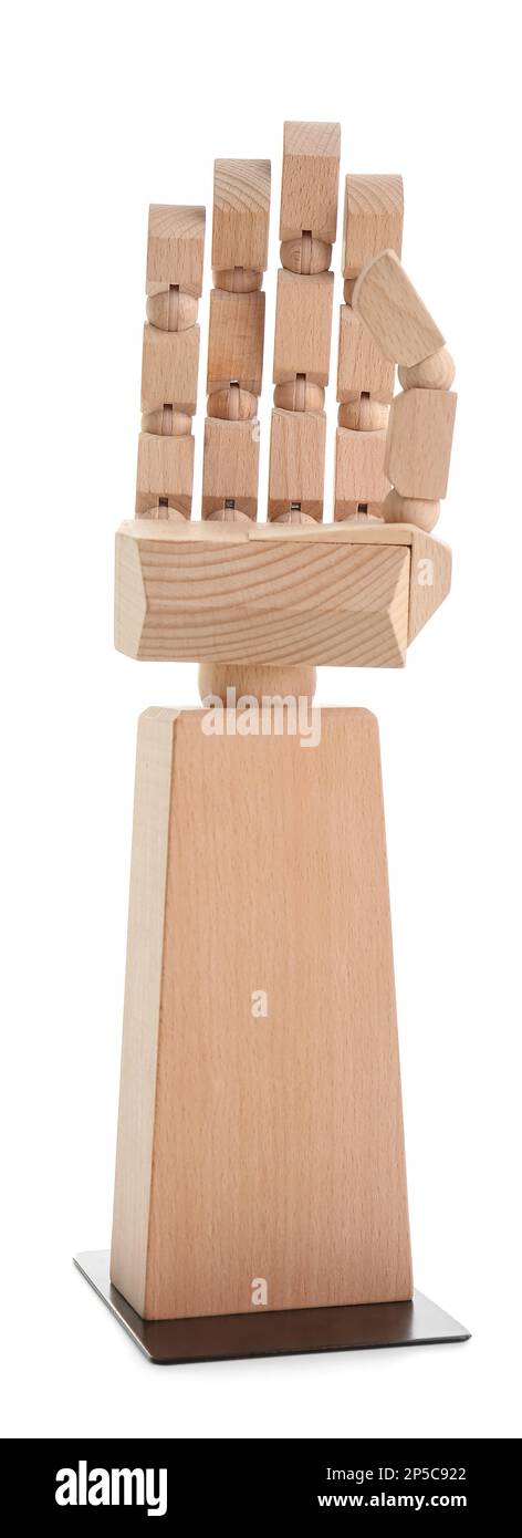Decorative wooden hand isolated on white background Stock Photo - Alamy