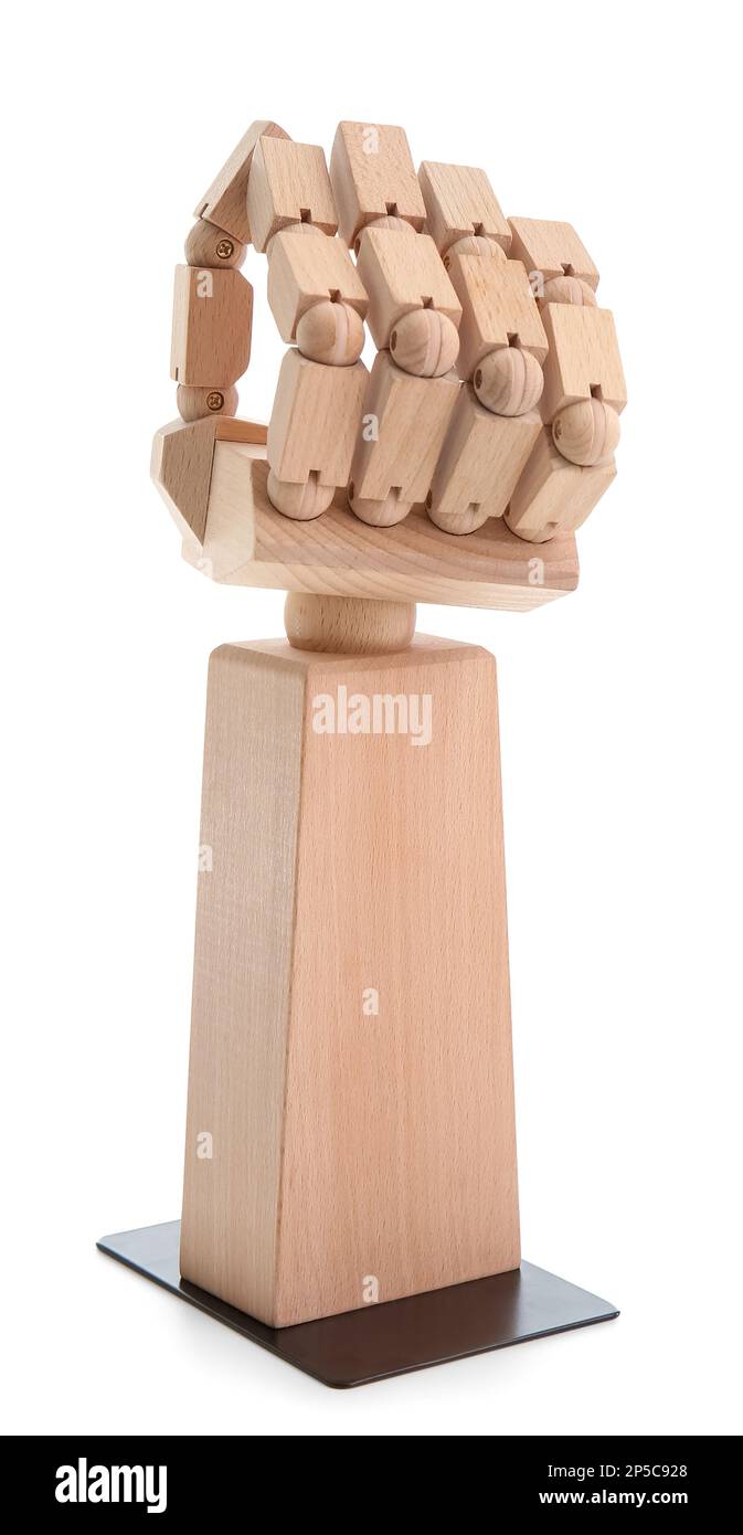 Decorative wooden hand isolated on white background Stock Photo - Alamy